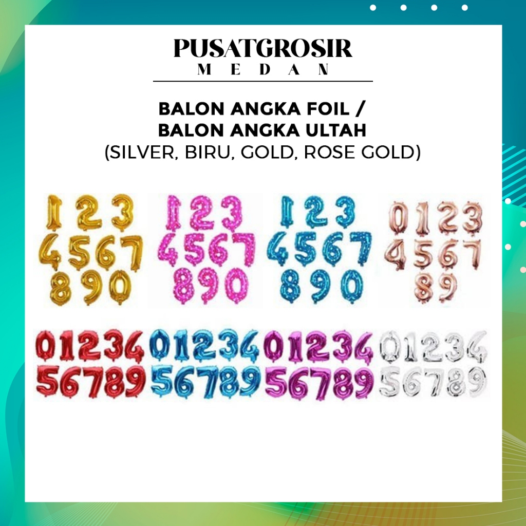 Jual BALON ANGKA FOIL / BALON ANGKA ULTAH (SILVER, BIRU, GOLD, ROSE ...