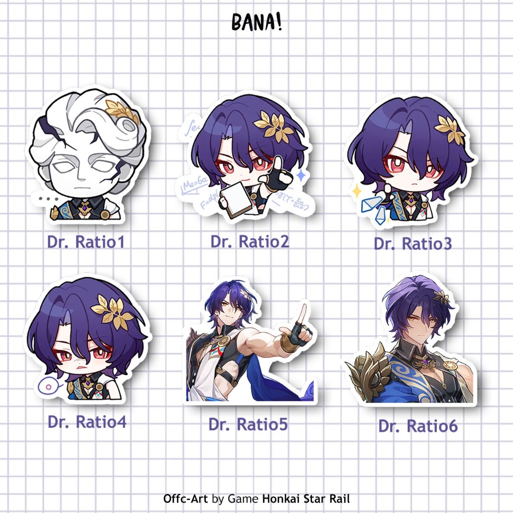 Jual Stiker Honkai Star Rail DR RATIO Stiker Anime Bijian Waterproof ...