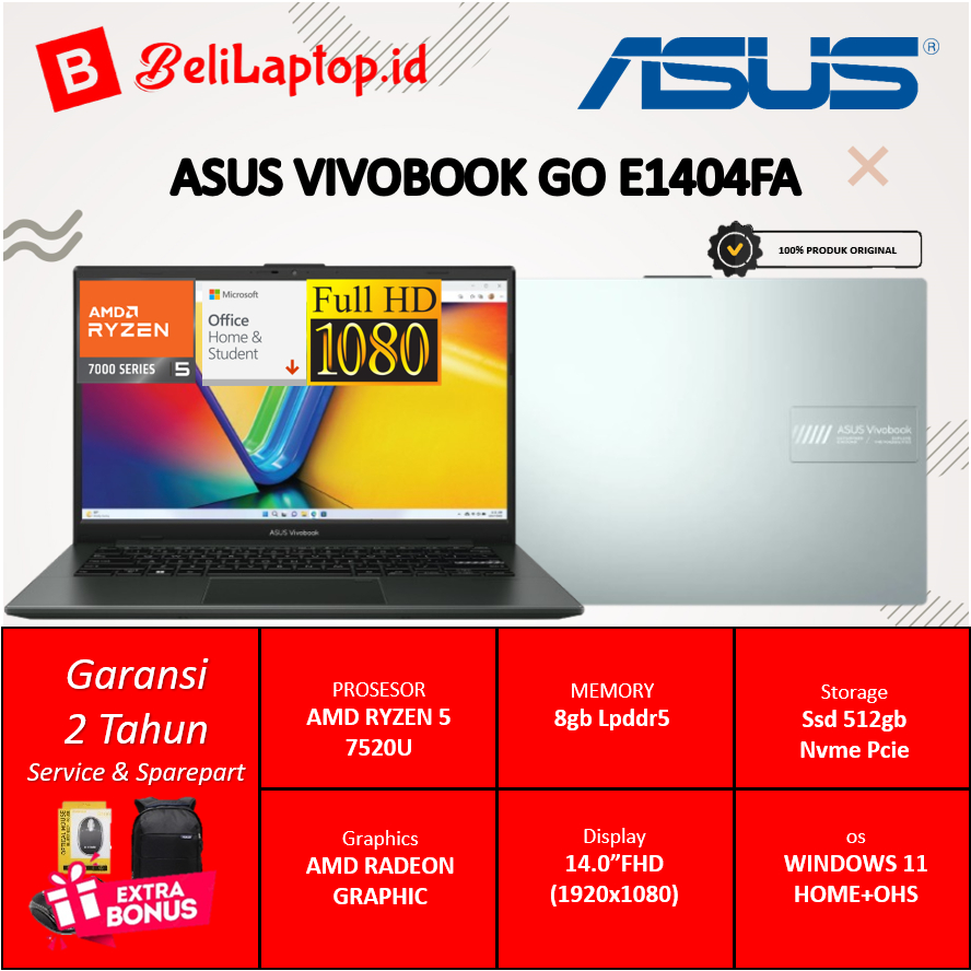 Jual Asus Vivobook Go 14 E140 FA Amd Ryzen 5 7000 Series 8gb Ram 512gb Ssd | Shopee Indonesia