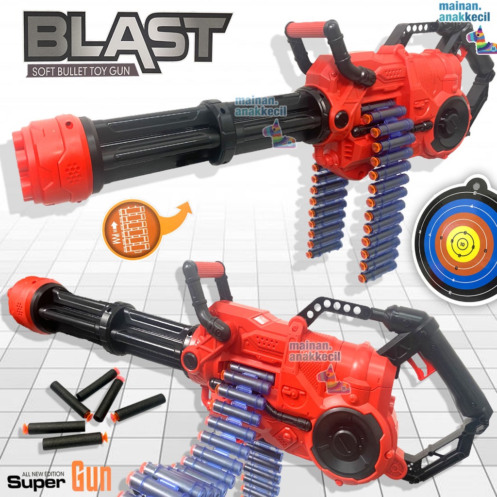 Jual Mainan Tembakan Pistol Nerf Softbullet Blast Automatic Rotation ...
