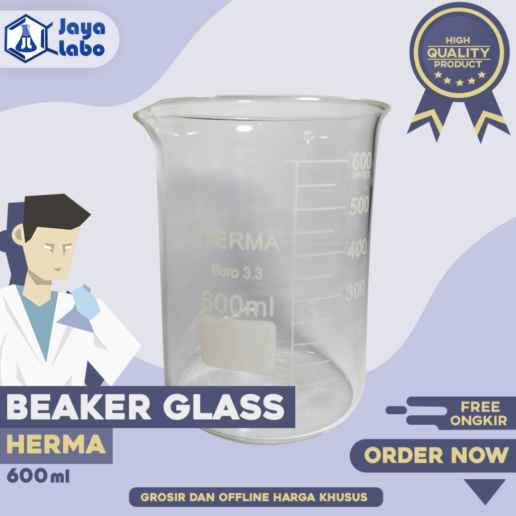 Jual BEAKER GLASS 600 ml HERMA / GELAS KIMIA laboratorium | Shopee ...