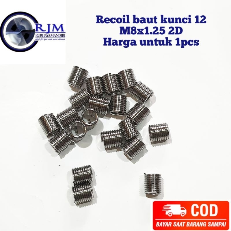 Jual helicoil recoil m8x1.25 2D alat reparasi rumah baut slek dol utk ...