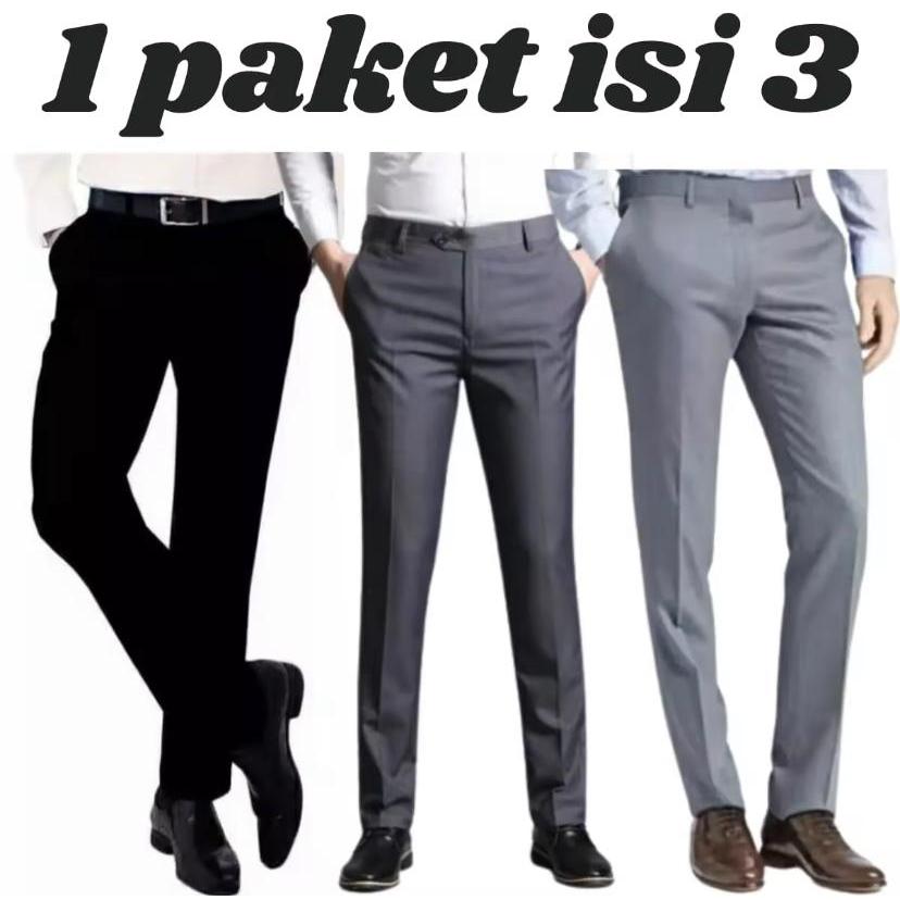 Jual PROMO HEMAT 1 PAKET ISI 3 PCS CELANA KANTOR FORMAL PRIA SLIMFIT ...
