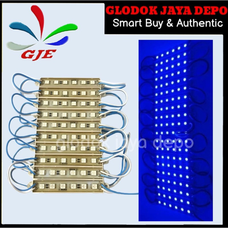 Jual LAMPU LED STRIP MODUL FLUX SMD 5050 6MATA 12V WATERPROOF BIRU ...