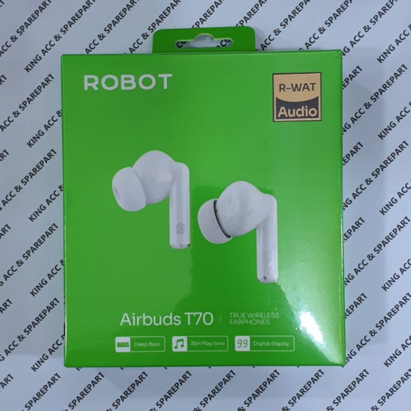 Jual ROBOT AIRBUDS T70 TWS DEEP BASS DISPLAY AND 36H PLAYTIME | Shopee ...