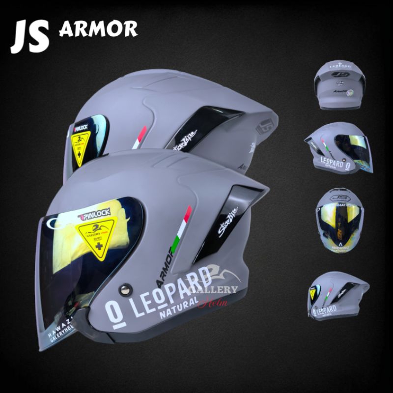 Jual JS ARMOR GREY DOFF PAKET GANTENG LEOPARD | HELM HALF FACE SNI ...