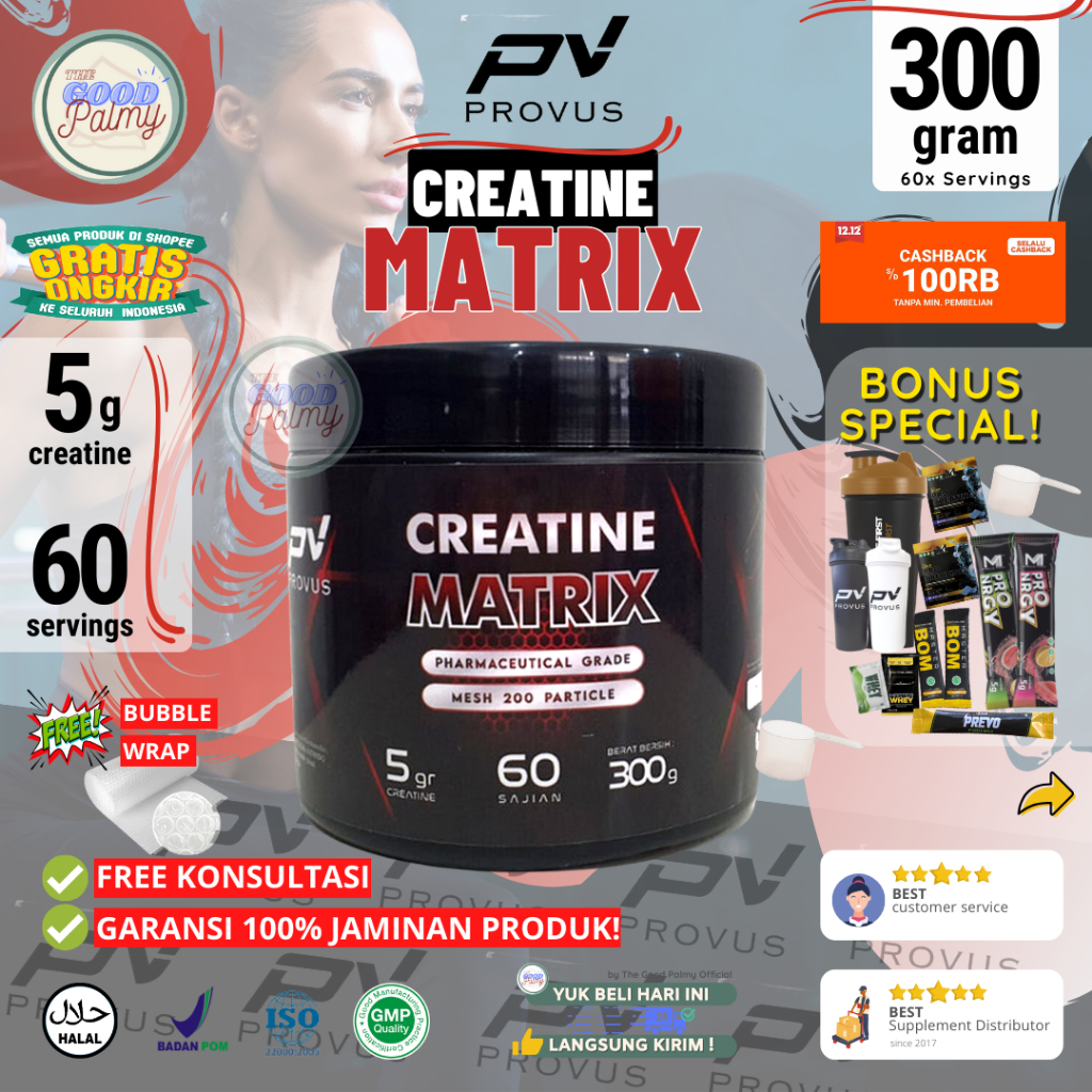 Jual PROVUS Creatine Matrix 300 Gram gr 60 Serving PV Cre Monohydrate ...
