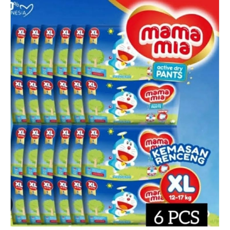 Jual mama mia pempes doraemon 1 renceng ( isi 6 pcs) | Shopee Indonesia