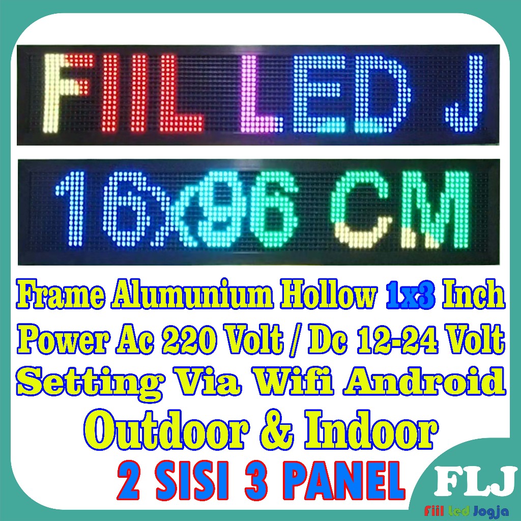 Jual Running Text P10 Outdoor 3 Panel 2 Sisi Ukuran 16x96 cm | Shopee ...