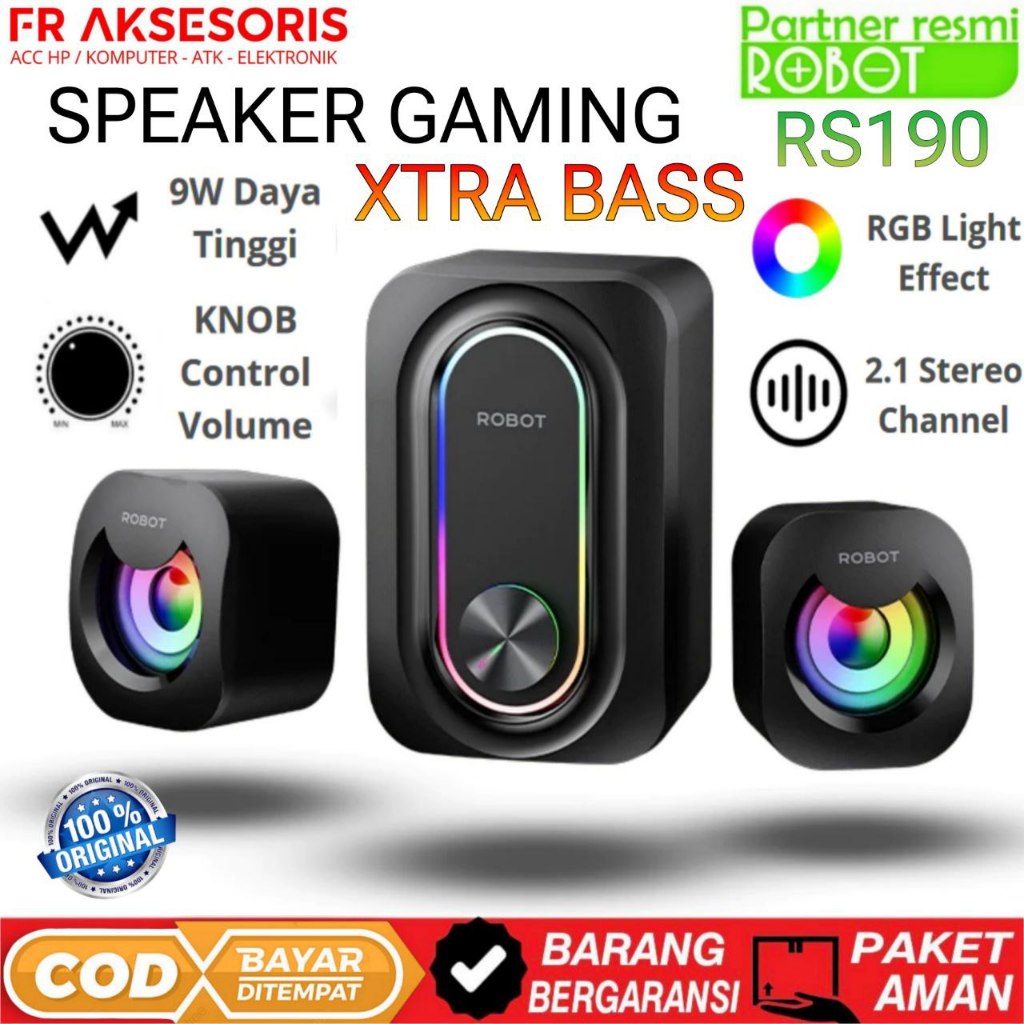 Jual Speaker Gaming ROBOT RS190 2.1 Subwoofer RGB Led Speaker Extra ...