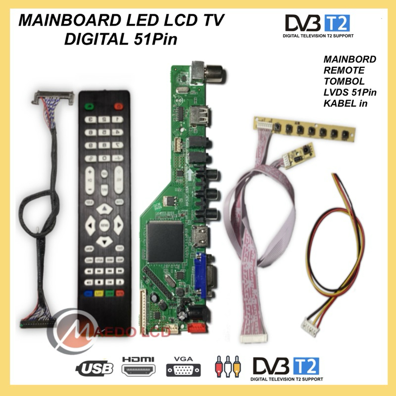 Jual Universal LED LCD TV Board Digital DVB T2 LVDS 51pin /Mainboard TV ...