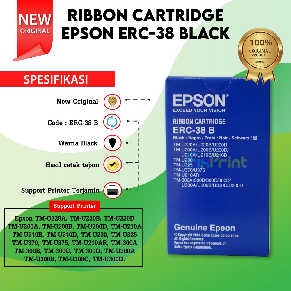 Jual Ribbon Cartridge ERC-38 Original Printer Epson TMU220 TM- U220 ...