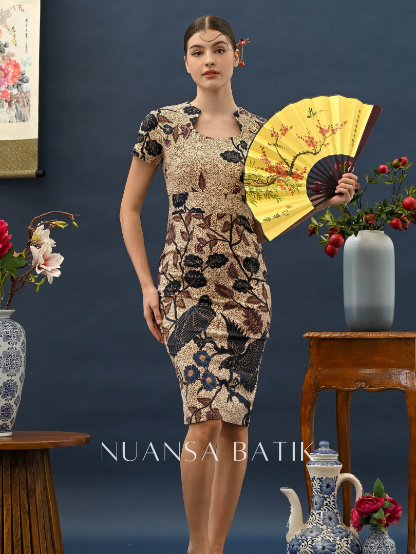Jual Nuansa Batik Dress Batik Bodycon Lengan Pendek Bahan Katun Stretch | Shopee Indonesia