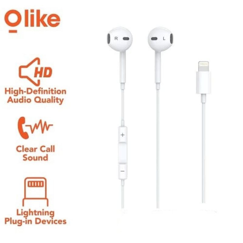 Jual Olike E12 Headset iPhone Lightning Wired Earphone Bass Original ...