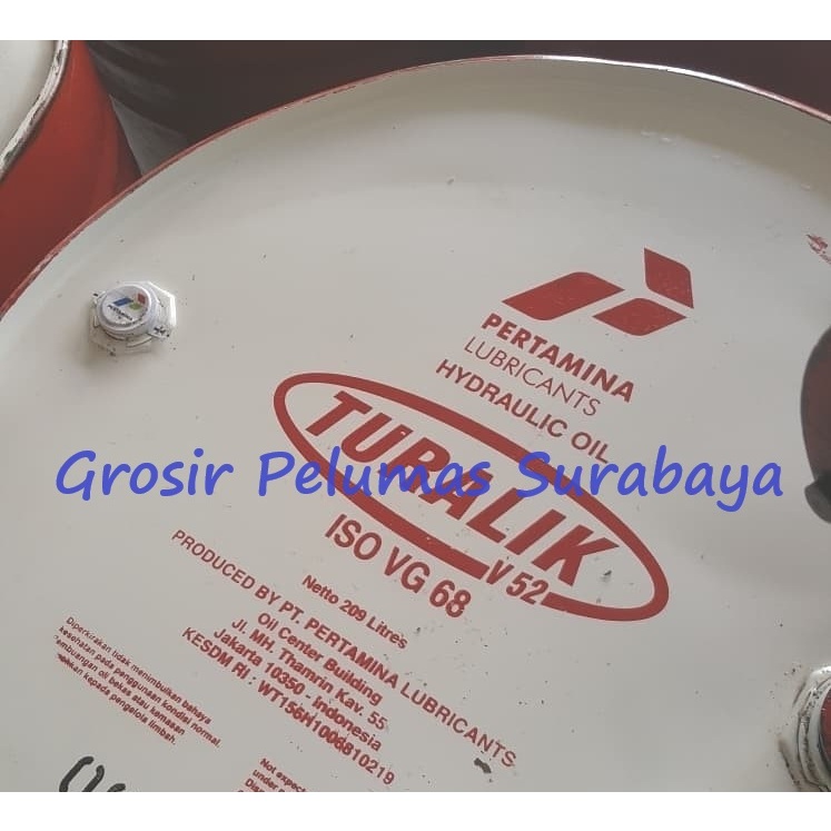Jual oli hydrolis sae 10 DRUM Hydraulic oil Pertamina Turalik V52 V 52 iso vg 68 DRUM Turalik 52 ...