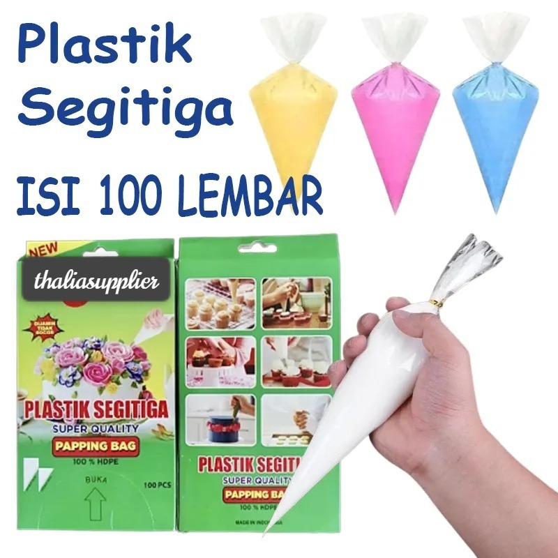 Jual PLASTIK SEGITIGA SEDANG ISI 100LBR/PLASTIK DECOR KUE | Shopee ...