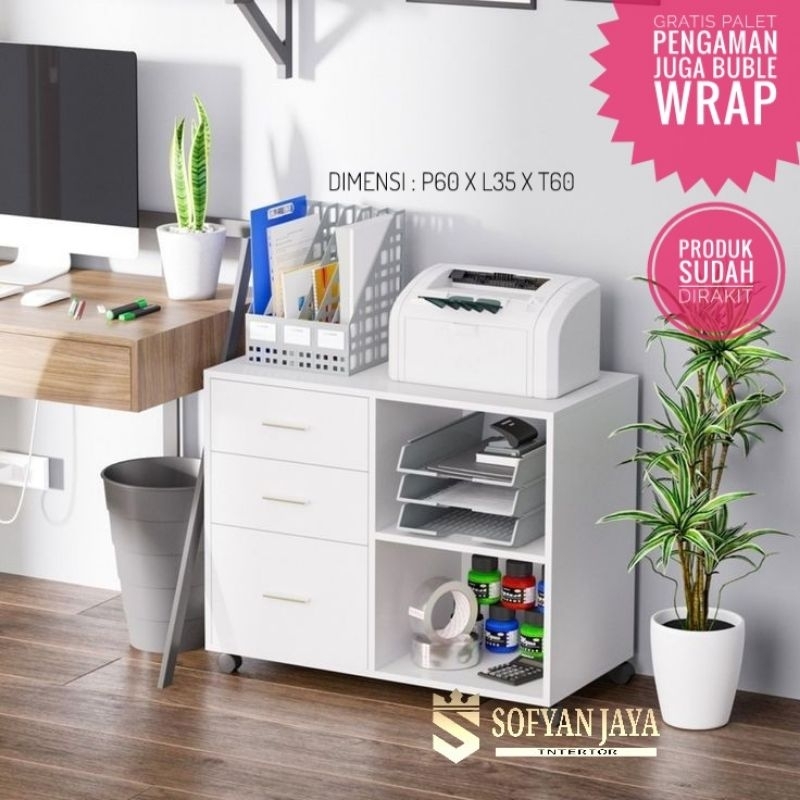 Jual Lemari Arsip Dengan Laci 3 Putih Meja Printer Meja File L.A01 ...