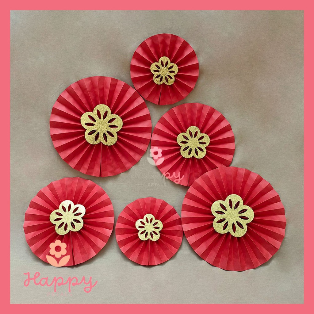 Jual Paper Fans Pearl Blossom FU Imlek Chinese Hias Dekorasi CNY Bunga ...
