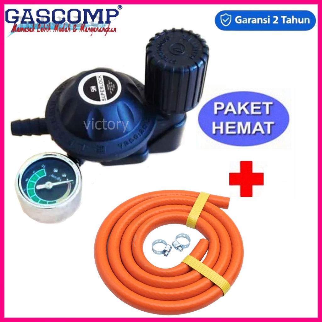 Jual Superlock GASCOMP Regulator Meter Superlock Putar (GRS-02)+Selang ...