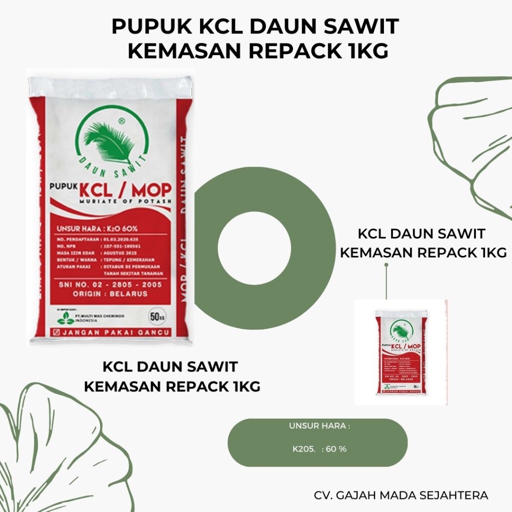 Jual PUPUK KCL/MOP DAUN SAWIT REPACK 1KG | Shopee Indonesia