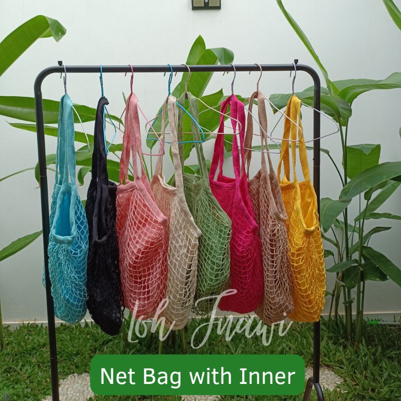 Jual Tas Jaring Premium Dengan Lapisan Dalam Net Bag Beach Bag with ...