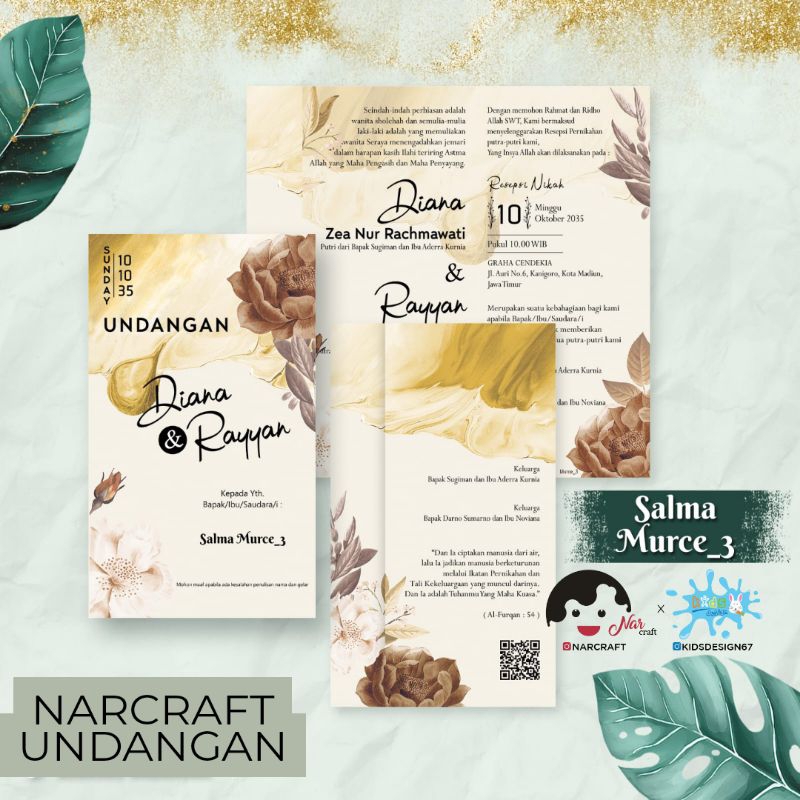Jual PROMO! CETAK UNDANGAN PERNIKAHAN NARCRAFT DESAIN SIMPLE ELEGAN ...