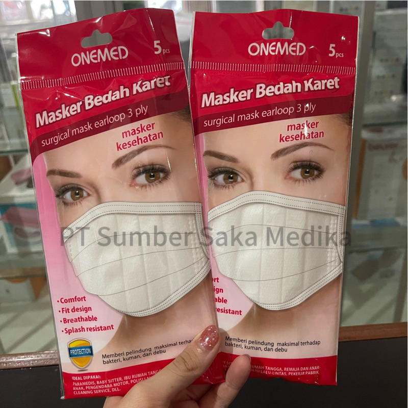 Jual Masker Bedah Karet Warna Hijau Pink Abu Ungu Kuning Biru ONEMED ...
