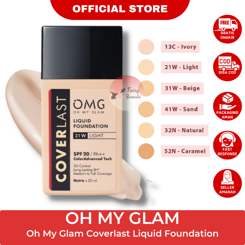 Jual OMG Oh My Glam Coverlast Liquid Foundation - Alas Bedak BPOM O M G ...