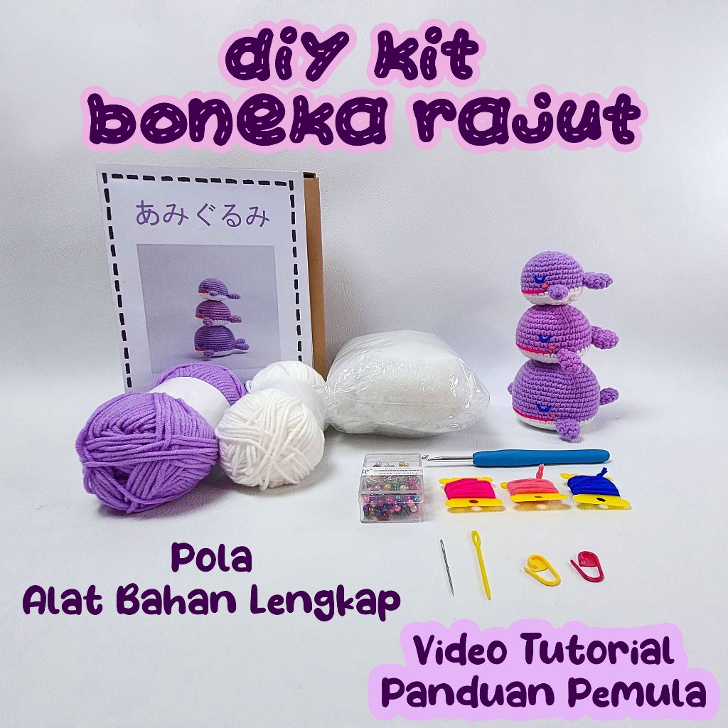 Jual Paket lengkap KIT DIY crochet amigurumi boneka rajut | BTS whale ...