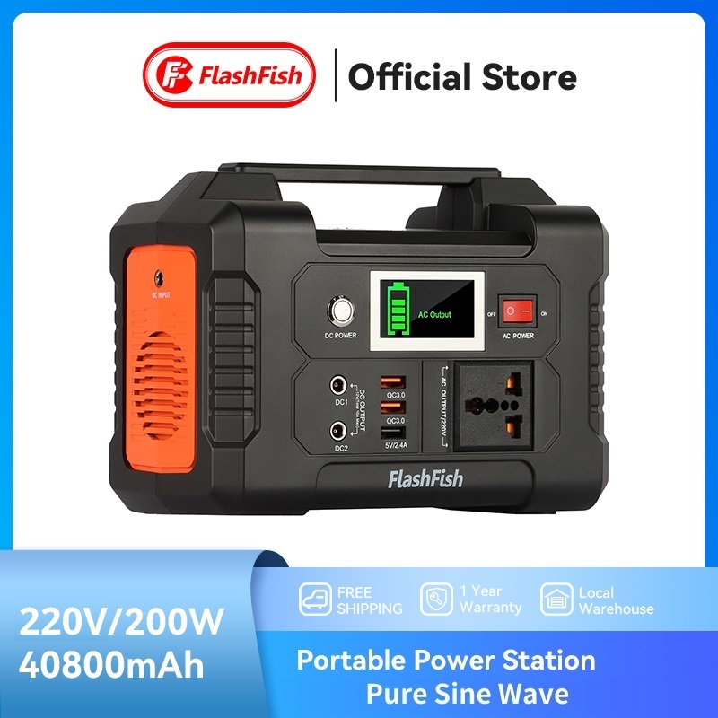 Jual (Ready)FlashFish 220V 200W Power Station 40800mAh Portable Solar ...