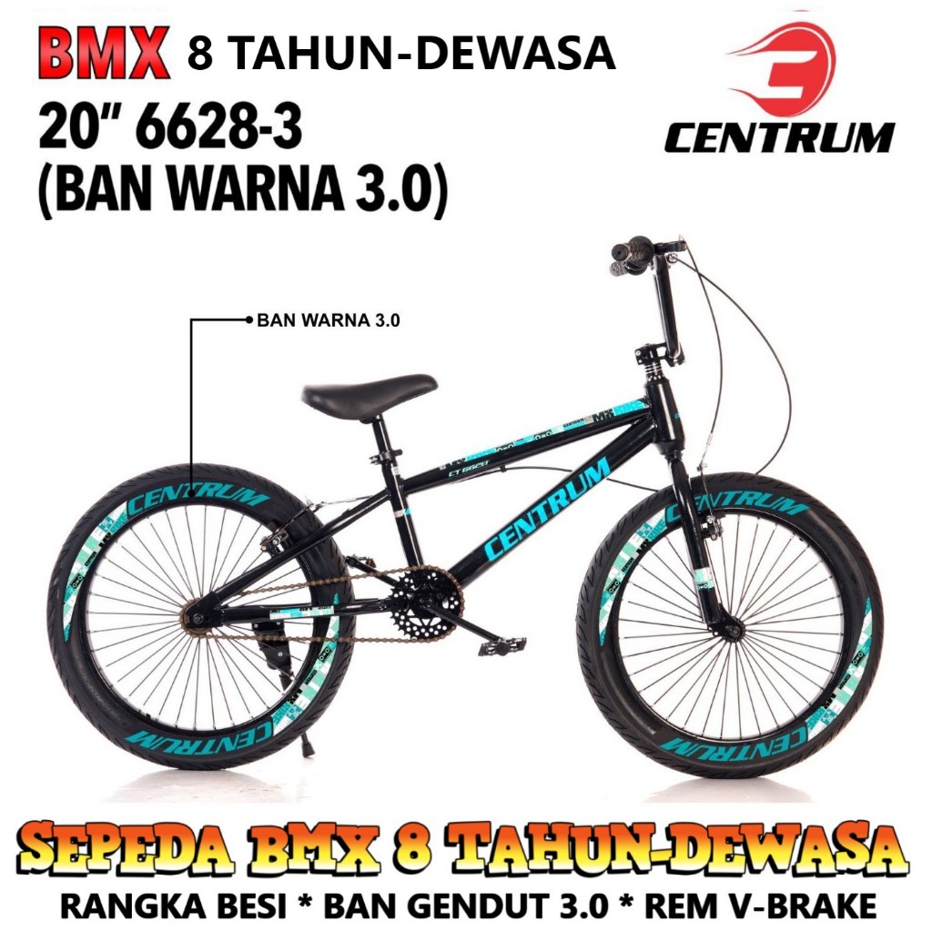 Jual Sepeda BMX Centrum CT6628-1 CT6628-3 20" Ban 2.40/3.0 Rem V-Brake ...