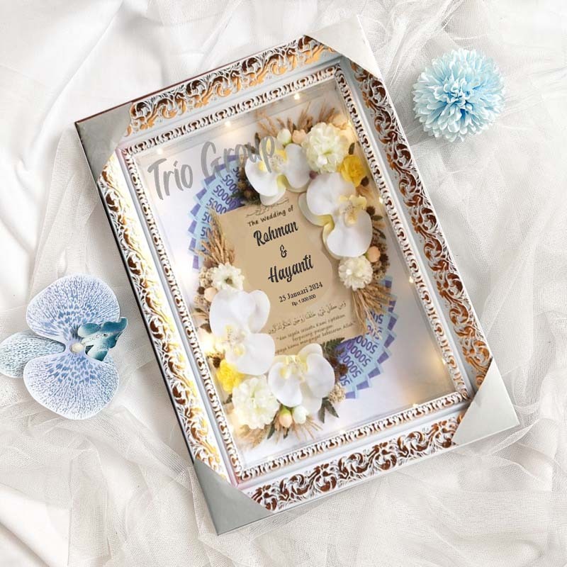 Jual Mahar bunga anggrek, bingkai mahar nikah 3D uk.luar frame 40x50 cm ...