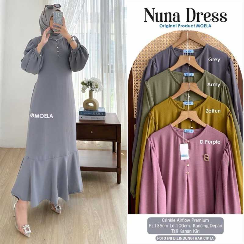 Jual NUNA DRESS MERMAID POLOS CRINKLE AIRFLOW PREMIUM 0201 | Shopee Indonesia