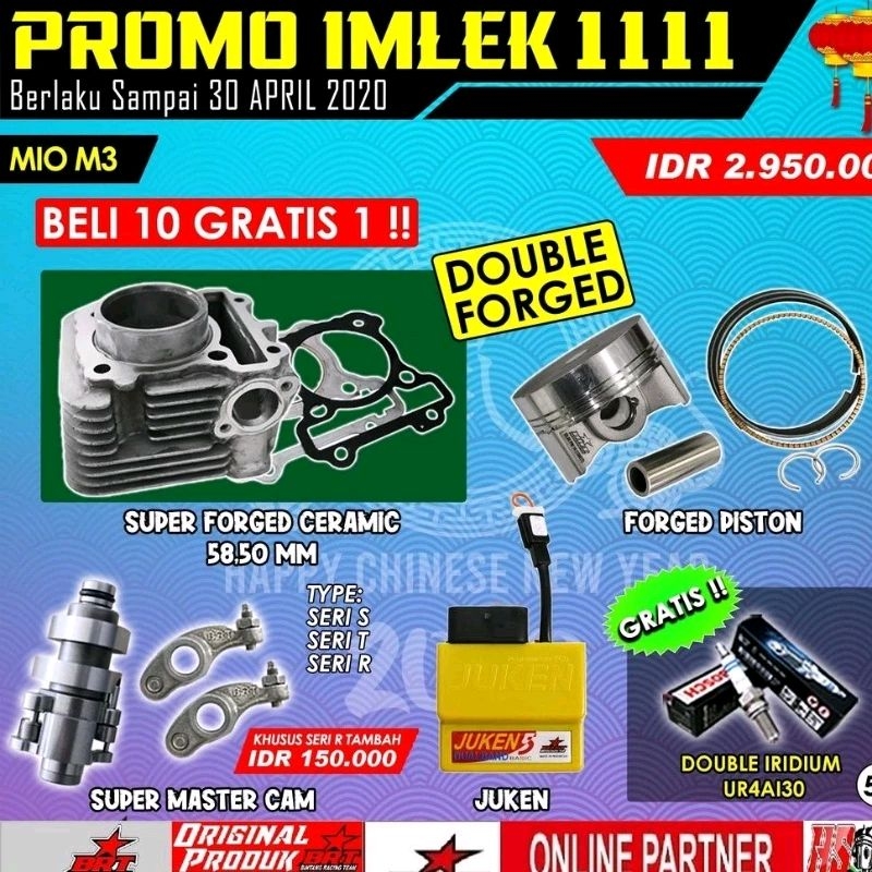 Jual PAKET BORE UP RACING BRT MIO M3 S FINO X RIDE FREEGO 125 Fi Mio Z ...