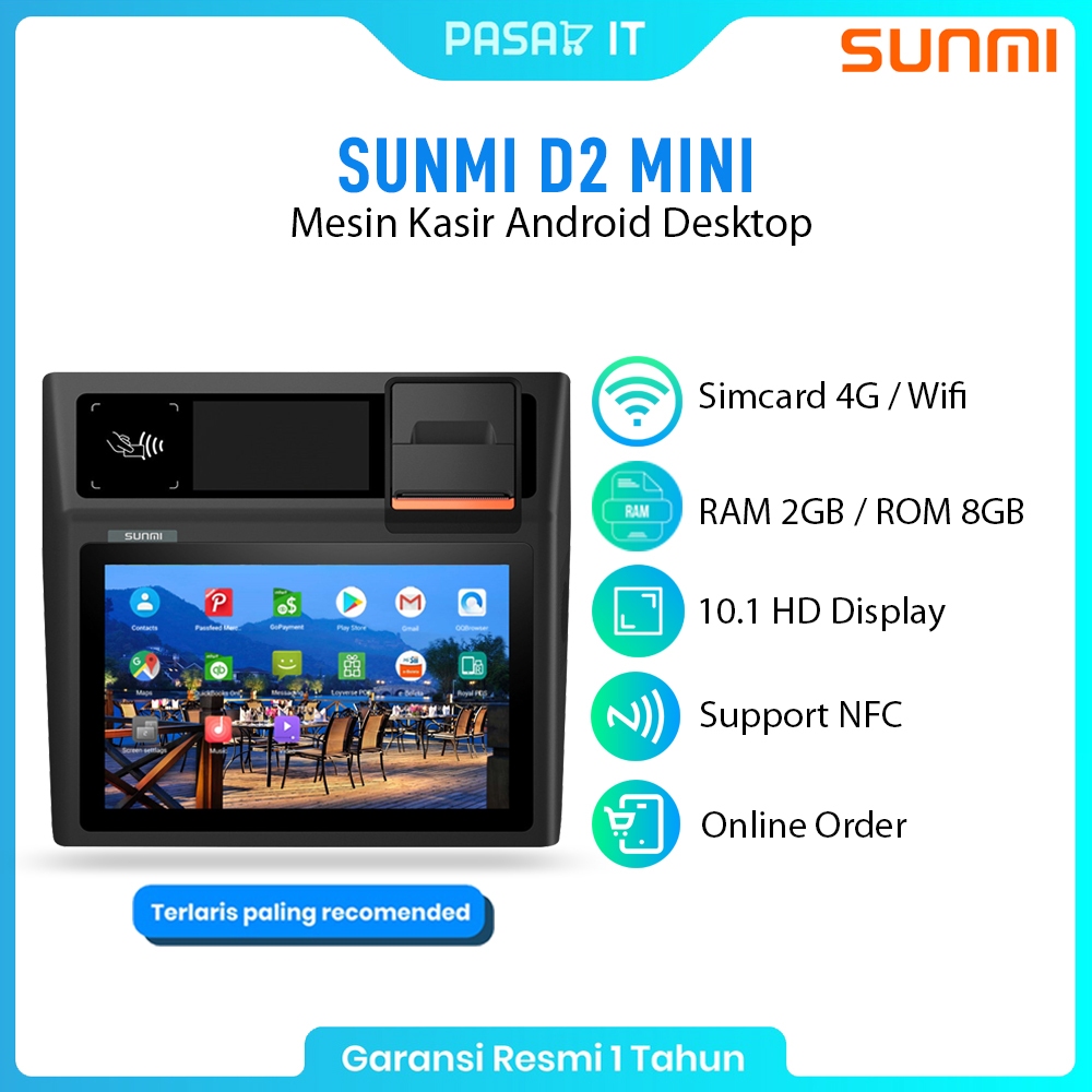 Jual Mesin Kasir Android Desktop SUNMI D2 Mini 4G + WIFI NFC Bergaransi ...