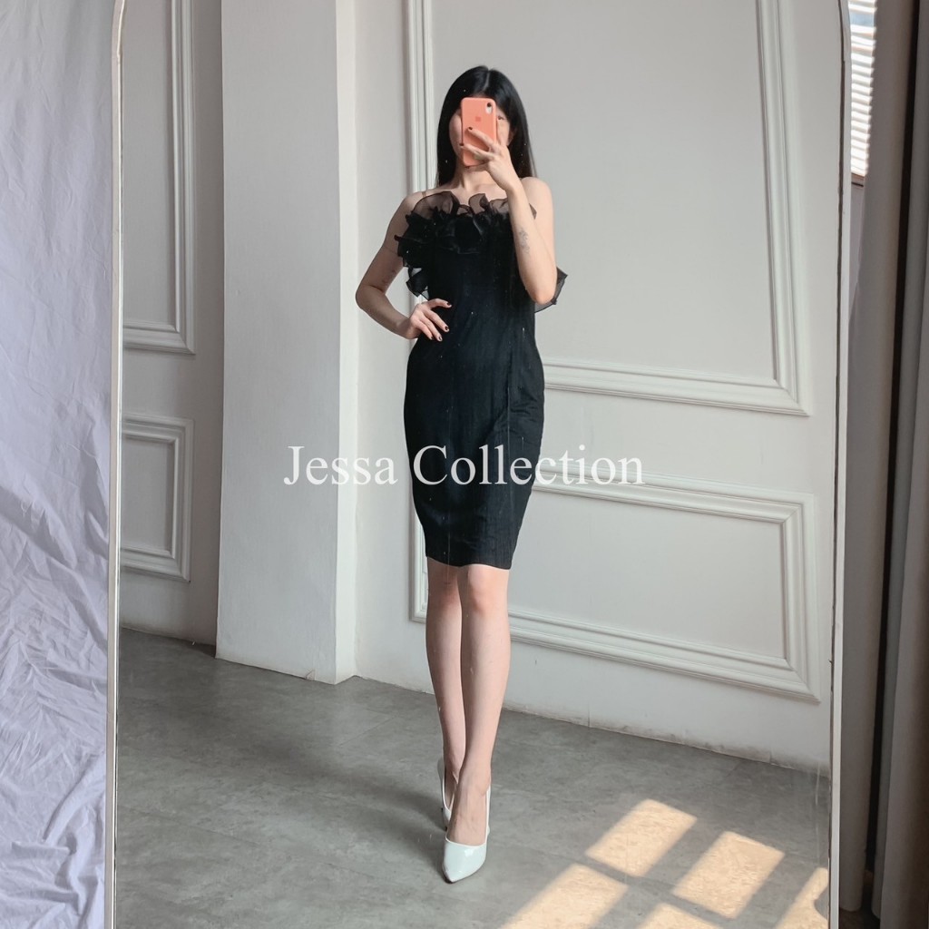 Jual Ruffle Bodycon Dress Fini FG Gaun Pesta Simple Bahan Spandex ...