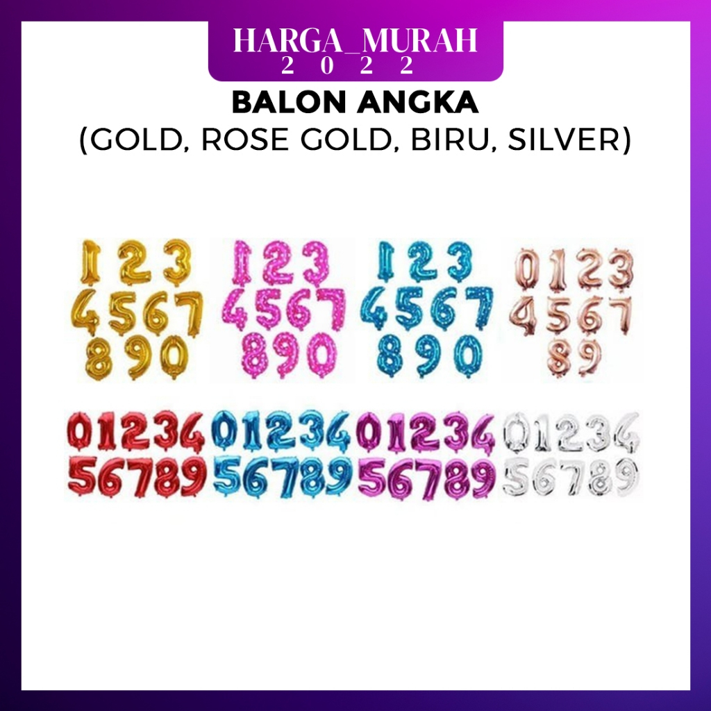 Jual BALON ANGKA (GOLD, ROSE GOLD, BIRU, SILVER) | Shopee Indonesia