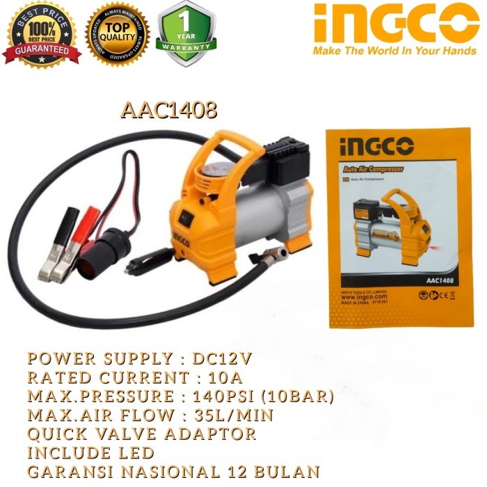 Jual KOMPRESOR ANGIN MINI AUTO AIR COMPRESSOR POMPA BAN MOBIL INGCO 140 ...