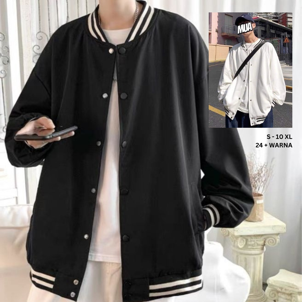 Jual Jaket Varsity POLOS Big Size S - 6XL Jacket Baseball Oversized XXL ...