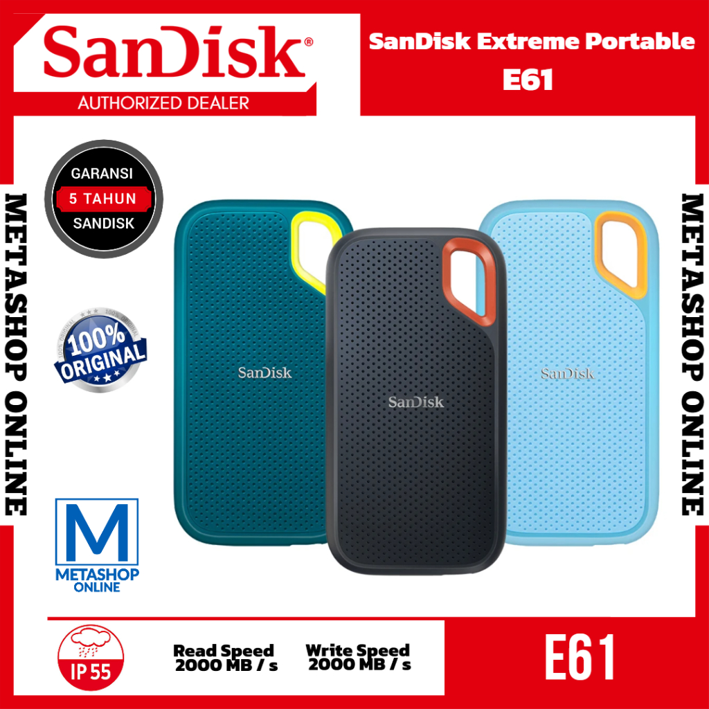 Jual SanDisk Extreme E61 Portable SSD V2 USB Type C 3.2 External | Shopee Indonesia