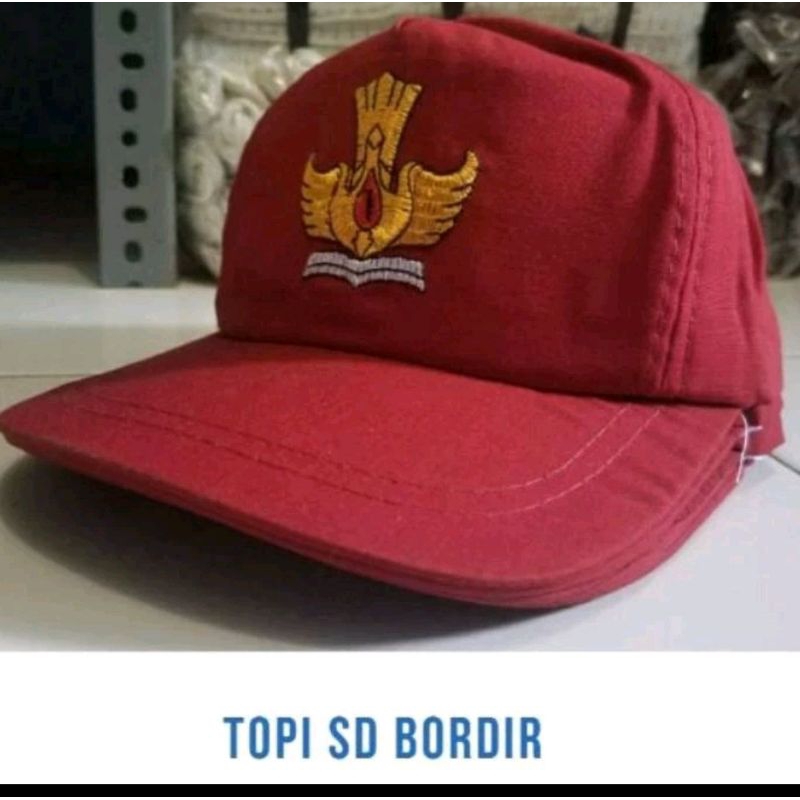 Jual Topi SD bordir all size full merah bordir kuning bijian | Shopee ...