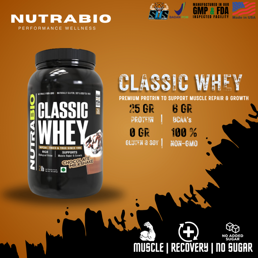 Jual CLASSIC WHEY 2LB NUTRABIO SUSU WHEY PROTEIN CONCENTRATE | Shopee ...