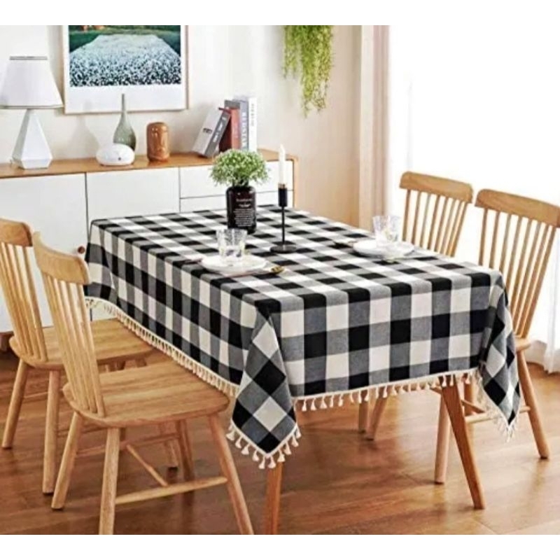 Jual taplak meja renda rumbai motif kotak besar | Shopee Indonesia