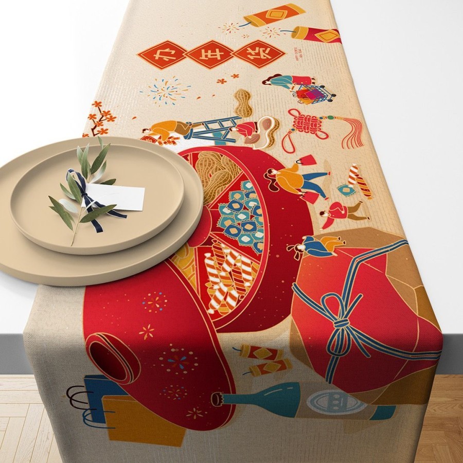 Jual Table Runner Imlek Taplak Meja Tamu Imlek Taplak Meja Panjang Sin ...