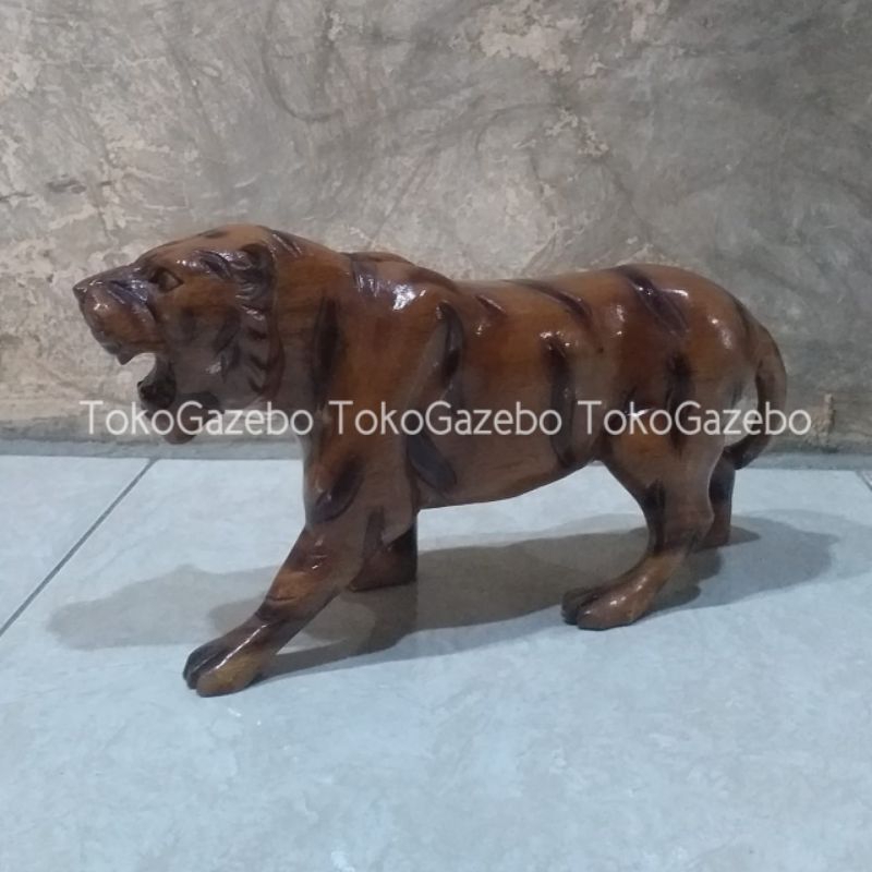 Jual PATUNG MACAN KAYU TREMBESSI | MINIATUR HARIMAU | Shopee Indonesia