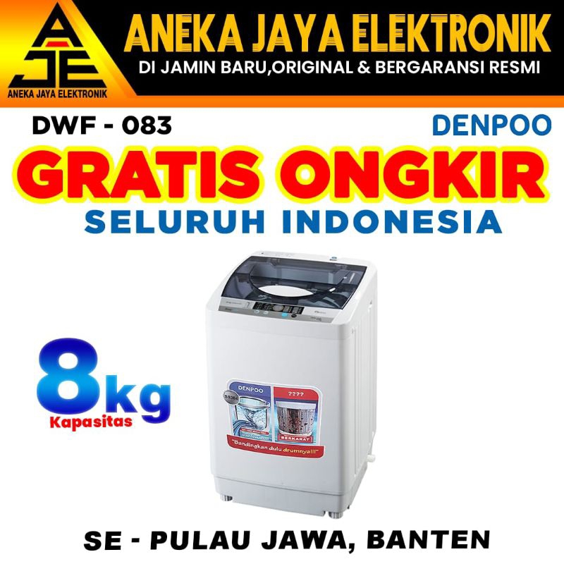 Jual MESIN CUCI DENPOO 1 TABUNG FULL OTOMATIS DWF -083HT ( 8KG ) | Shopee Indonesia