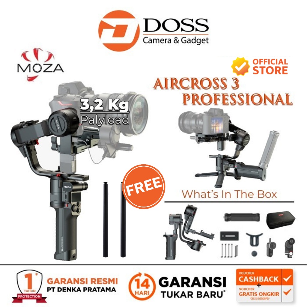 Jual MOZA Air Cross 3 - 3 Axis Gimbal Stabilizer Profesional Package ...