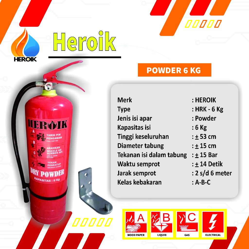 Jual APAR 6 KG Powder Heroik / Set Komplit /Powder | Shopee Indonesia