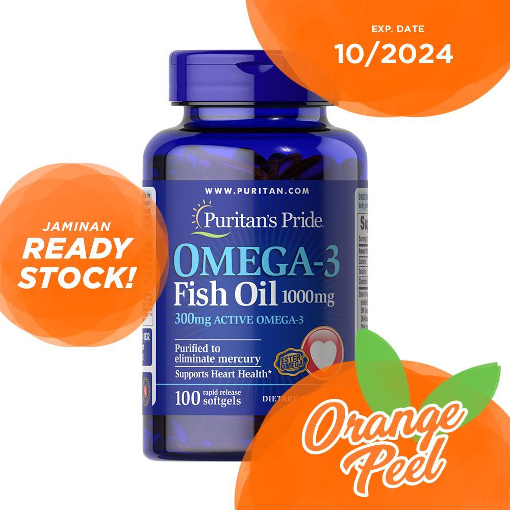Jual Puritan Pride Omega 3 Fish Oil 1000 mg (300 mg Active Omega 3) 100 Softgels | Shopee Indonesia