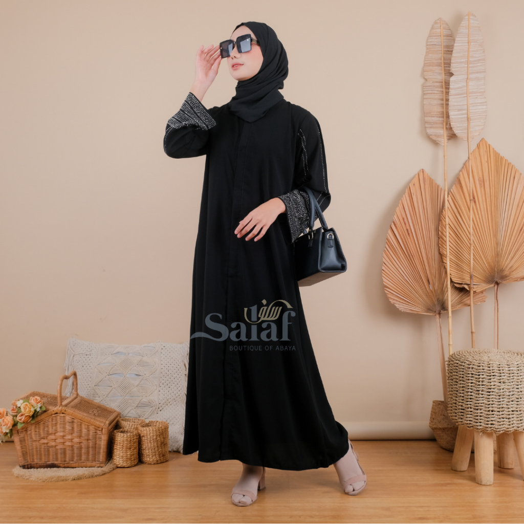 Jual Abaya Hitam Gamis Turkey Bahan Kain Saudi Warna Hitam | Shopee ...